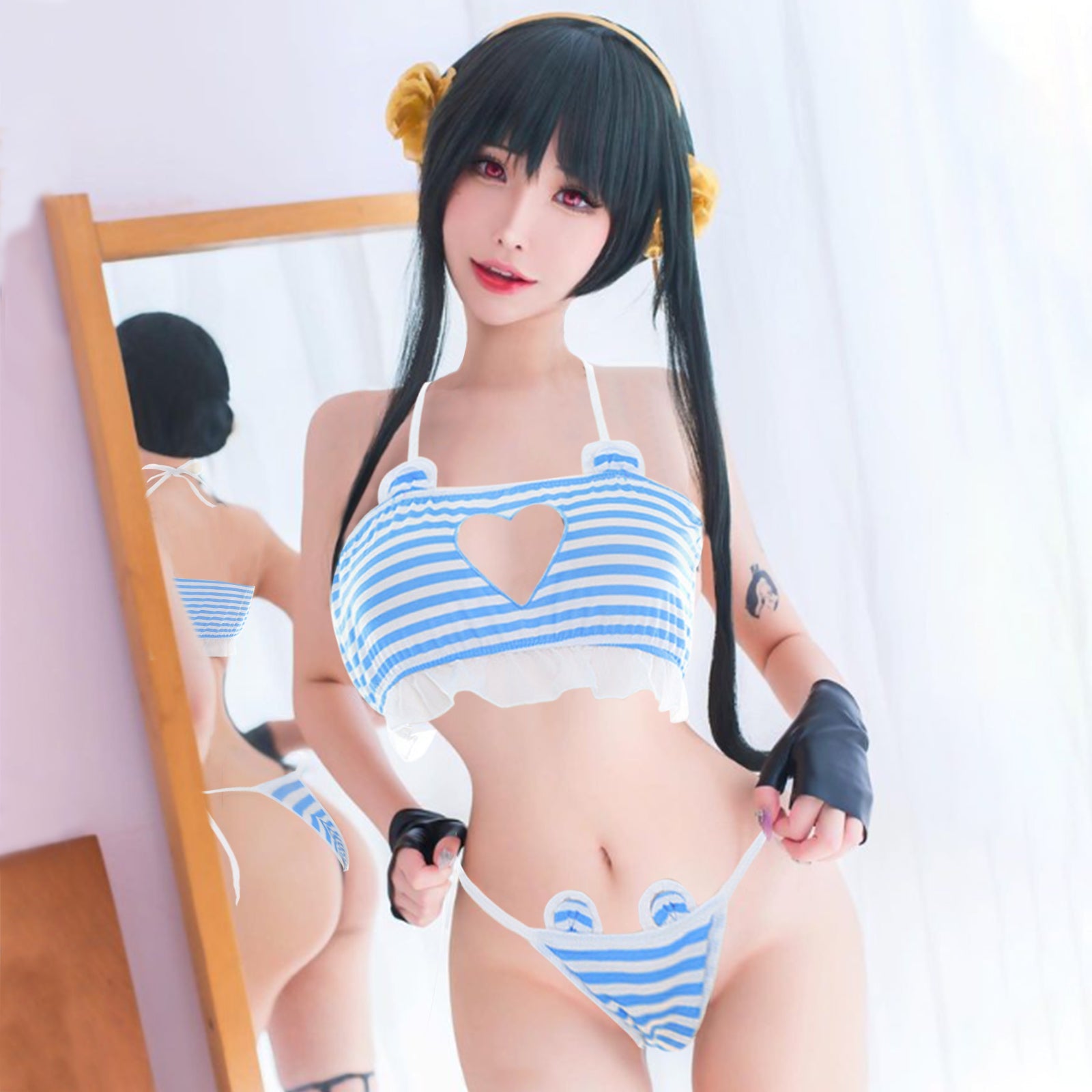 Striped Anime Lingerie Set Amorino