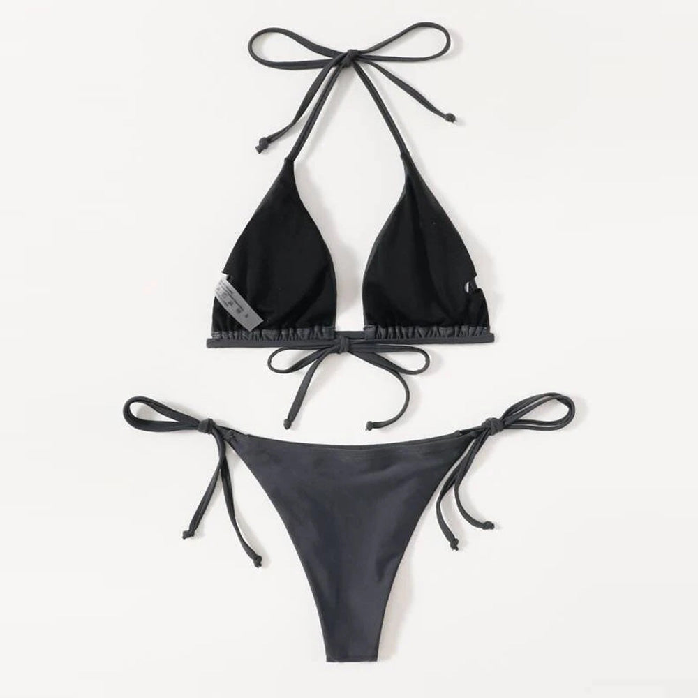 2pc String Bikini Set Halter-Back Triangle Swimsuits – Amorino